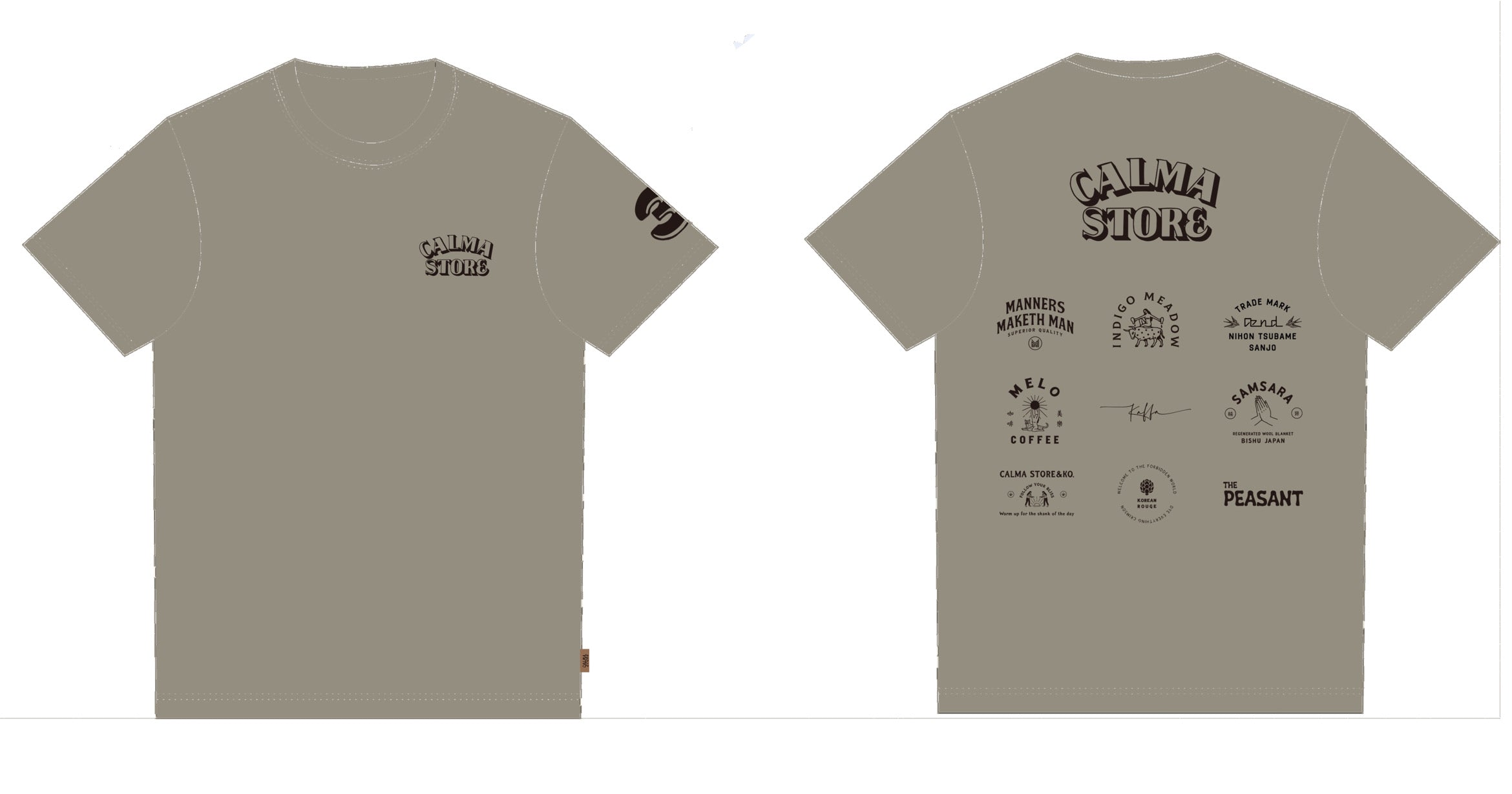 CALMA STORE ALL LOGO T CHACOL GREEN 3rd anniversary – calma store Japan